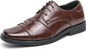 Generic Chaussures habill&eacute;es for Hommes &agrave; Lacets Bout carr&eacute; en Simili Cuir Chaussures Derby antid&eacute;rapantes Bas Haut Bloc Talon f&ecirc;te(Marron,45 EU)