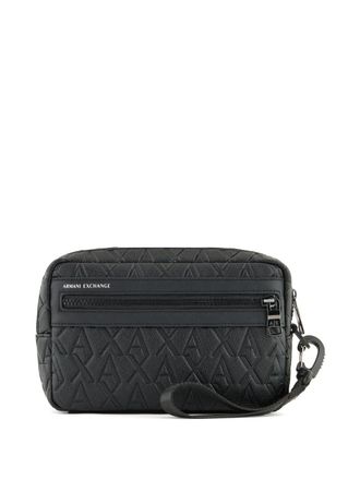 A|X Armani Exchange trousse de toilette &agrave; logo emboss&eacute; - Noir