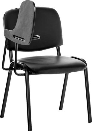 Clp Besucherstuhl Ken mit Klapptisch | Robuster Konferenzstuhl mit gepolsterter Sitzfläche und Kunstlederbezug, Farbe:schwarz