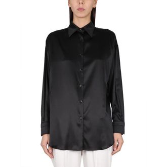 Tom Ford Femme, Blouses et Chemises, Noir, Taille: 40 FR Chemise Coupe D&eacute;contract&eacute;e en Satin de Soie Stretch