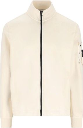 Stone Island Homme, Sweatshirts et sweats &agrave; capuche, Blanc, Taille: XL SweaT-shirt Zipp&eacute; en Coton