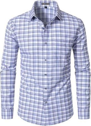 PARKLEES Chemise en flanelle l&eacute;g&egrave;re pour homme - Style d&eacute;contract&eacute; - Coupe ajust&eacute;e - Manches longues - Boutons - Chemises &agrave; carreaux avec poche, XXL