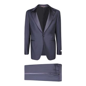 Canali Homme, Costumes, Bleu, Taille: M Costume en laine &agrave; simple boutonnage avec revers crant&eacute;s