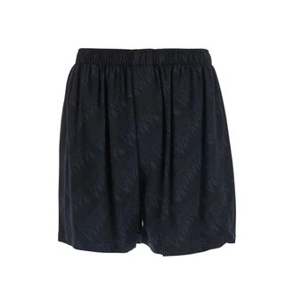 Balenciaga Logo-Print Viscose Jogger Shorts - Black