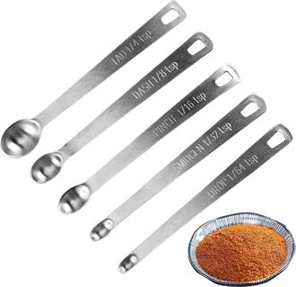 Generic Messlöffel Edelstahl,Messlöffel in Metall - Küche Backen Messlöffel - Edelstahl-Messlöffel Set von 5, Mini-Metall-Messlöffel zum Kochen und Backen