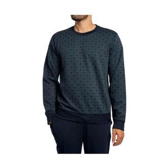 Emporio Armani Homme, Sweatshirts et sweats &agrave; capuche, Bleu, Taille: M Felpa Lounge Jacquard