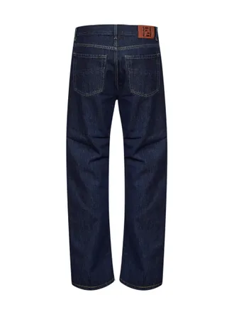 Fendi Mens Jeans Straight-Leg Dark Blue Polyester