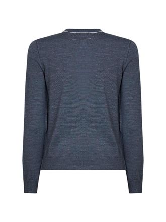 Maison Margiela Womens Cardigan Melange Grey Wool Blend Virgin Cardigans Sweater