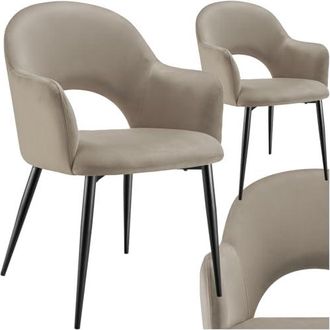 TecTake Lot de 2 Chaises de Salle &agrave; Manger rembourr&eacute;es Modernes Velours Fauteuil Salon Chaise Scandinave Pieds en Acier laqu&eacute; &Eacute;l&eacute;gant avec Accoudoirs Chaise p