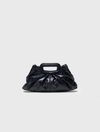Maje Milpli Mini-clutch Aus Craquel&eacute;-leder - Schwarz - Maje