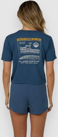 Salty Crew Boat Shop Crop T-Shirt indigo