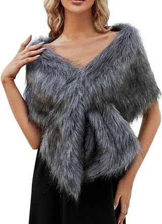 Generic Poncho Femme Hiver Chaud Chale Femme Hiver Chaud Cape Femme Effet enveloppant Ch&acirc;le Mariage Long &Eacute;l&eacute;gant Imitation Soie Accessoire Mari&eacute;e