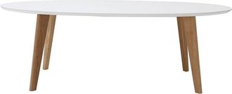 Miliboo Miliboo - Table basse ovale scandinave blanc et bois clair ch&ecirc;ne L120 cm ekka