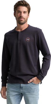 Tom Tailor Herren 1048587 Henley Langarmshirt aus Baumwolle, 39217-Mid Brown Grindle Structure, 3XL