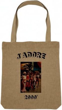 Fabulous Sac Shopping Tote Bag Aspect Lin - JAdore 2000 Vintage Ann&eacute;es 2000 Retro Millenials Ringard - Sac de Courses Toile Epaisse 360g Beige Naturel Cabas Po