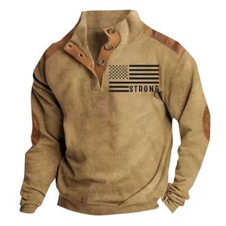 Generic Pull &agrave; col en V pour homme avec col montant en coton - Pull de travail pour homme - Haut &agrave; manches longues pour homme - Sans capuche - Chemises dext&eacute;r