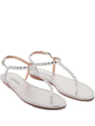 Aquazzura Sandalen mit Kristallen - Silber