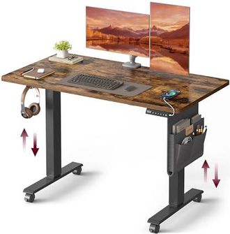 Vasagle H&ouml;henverstellbarer Schreibtisch elektrisch, 60 x 120 x (72-120) cm, stufenlos verstellbar, Memory-Funktion mit 4 H&ouml;hen, vintagebraun LSD172X01