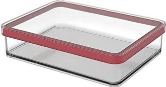 Rotho Loft rechteckige Vorratsdose 1l mit Deckel und Dichtung, Kunststoff (SAN) BPA-frei, transparent/rot, 1l (20.0 x 15.0 x 4.8 cm)