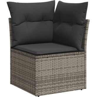 vidaXL Garten-Ecksofa mit Kissen Grau Poly Rattan vidaXL627515