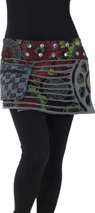 Purewonder Damen Wickelrock Kurzer Patchwork Minirock sk24 Design 3