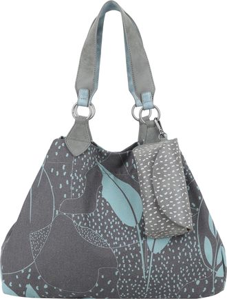 Fritzi Aus Preu&szlig;en Fritzi Izzy Medium Leaves Canvas Anthra Ice Shopper Damen Leichte Gro&szlig;e Handtasche Einkaufstasche Alltag City mit Rei&szlig;verschluss verstellbarem Schulte