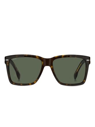BOSS lunettes de soleil carr&eacute;es &agrave; motif Havane - Marron