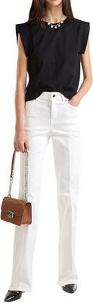 Benetton Pantalone 49fwde01s Jeans, Blanc, 34 Femmes