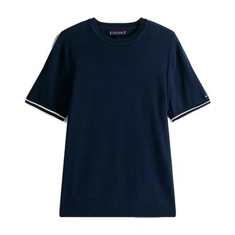 Tommy Hilfiger Smart Casual T-Shirt mit abgesetzten B&uuml;ndchen - - Tops - Herren - Blau - L