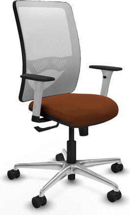 Piqueras y Crespo Brauner Schreibtischstuhl Zulema mit wei&szlig;en und schwarzen Armlehnen, h&ouml;henverstellbare Lendenwirbelst&uuml;tze, ausgestattet mit 3 Positionen und Schneidsc