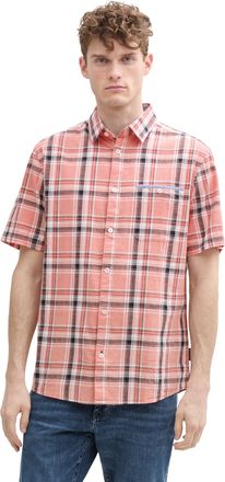 Tom Tailor Comfort Fit Hemd mit Palmen-Print, Dove Blue Tonal Leaf Design, L