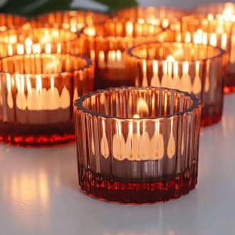 Generic Vohocandle Rosa Teelichthalter Glas, 12er-Set, Vintage-Teelichter, Kerzenhalter, Gro&szlig;packung f&uuml;r Hochzeit, Party, Heimdekoration, Teelichtgl&auml;ser klein