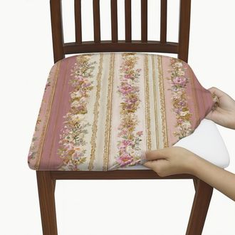 Generic Stuhl-Sitzbez&uuml;ge mit Blumenmuster, dehnbar, waschbar, Spandex-Kissenbez&uuml;ge mit Vintage-Design, dekorative Schonbez&uuml;ge f&uuml;r Wohnzimmer, Heimdekoration, 