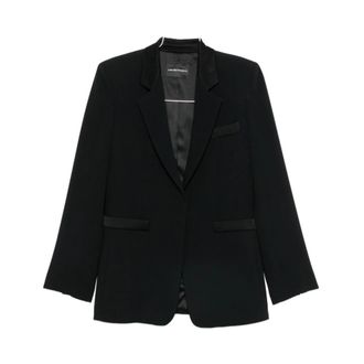 Emporio Armani Satin-Besetzter Blazer - - Jackets - Damen - Schwarzk - S