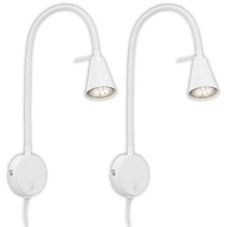 B.K.Licht BRILONER TUSA Lot de 2 lampes de lecture LED orientables bras flexibles 45 cm 4 W 400 lm 3000 K lumi&egrave;re blanc chaud avec interrupteur blanc lampes