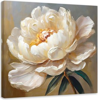 Feeby Vlies - Leinwand Bilder - Pfingstrose Vintage - 50x50 cm - Deko Wohnzimmer - Wandbilder Schlafzimmer - Deko Aesthetic - Wand Deko - Leinwand Groß - De