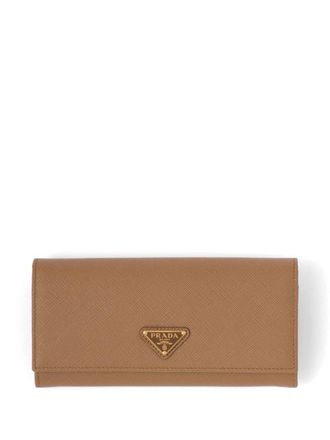 Prada grand portefeuille Saffiano en cuir - Marron