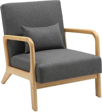 Clp Fauteuil Relax Hibbing I Rembourr&eacute; en Tissu I Structure en Bois dH&eacute;v&eacute;a I Pour Le Salon et La Chambre &agrave; Coucher, Couleur: Gris Fonc&eacute;