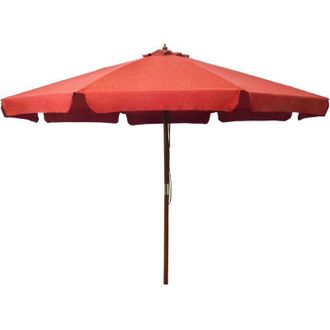 vidaXL Vidaxl - Parasol droit 330 cm - M&acirc;t en bois dur - Tissu polyester anti-d&eacute;coloration - Orifice de ventilation et double poulie