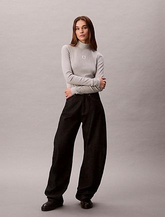 Calvin Klein Rollkragentop Aus Stretch-baumwolle - History Grey Heather - Damen - XS