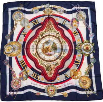 Herm&egrave;s T&uuml;cher & Schals - Hermes Classic parmi le fleurs Silk Carre 90 Sca - Gr. unisize - in Blau - f&uuml;r Damen