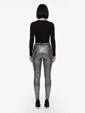 Dolce & Gabbana Womens Gray Polyester Leggings Clothing