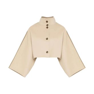 Yves Salomon Doppelseitige- verk&uuml;rzte Cape-Jacke aus Kaschmirgemisch - - Jackets - Damen - Beige - 2XL