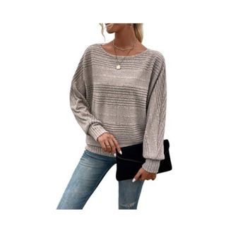 Generic Pull &agrave; Manches Longues et col Chauve-Souris pour Femme, Hauts en Tricot (Gray,TG)