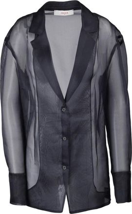 Jucca Femme, Blouses et Chemises, Noir, Taille: 38 FR Veste Chemise en Organza