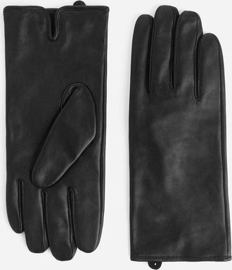 Arket Gef&uuml;tterte Lederhandschuhe -Schwarz