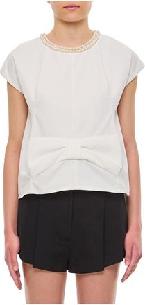 Junya Watanabe Femme, Blouses et Chemises, Blanc, Taille: 38 FR Pearl Neckline Blouse