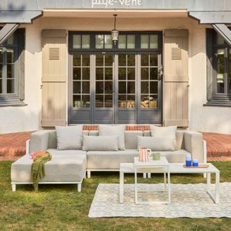 Sweeek Salon de jardin modulable aluminium 4 places - Oriva Blanc / Gris clair