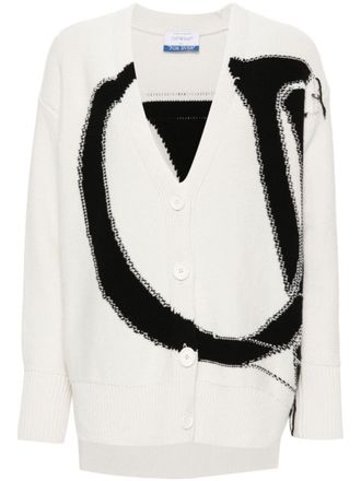 Off-white cardigan Ow Maxi Logo en laine - Blanc