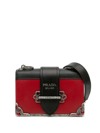 Prada sac à bandoulière en cuir Saffiano City Cahier (2016-2025) - Rouge